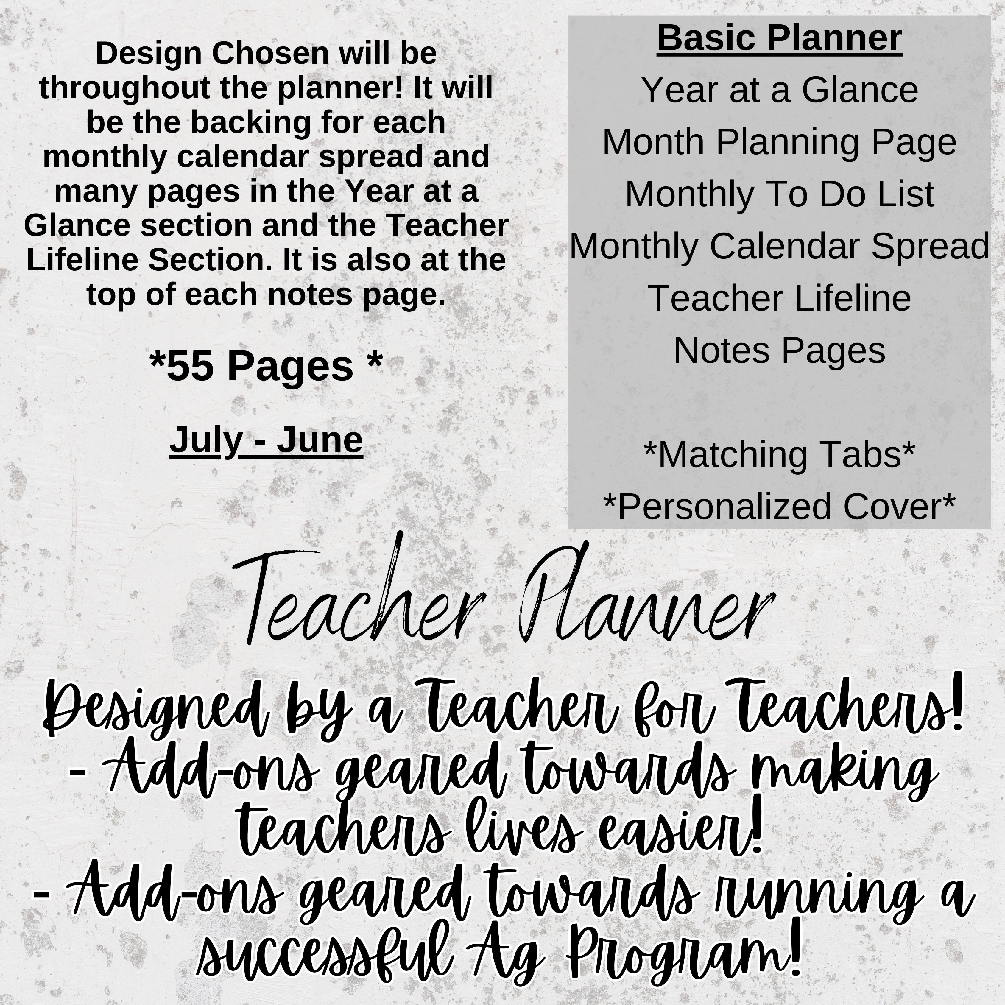 Teacher Customized Planner, Ag Teacher Planner | Owl By Design